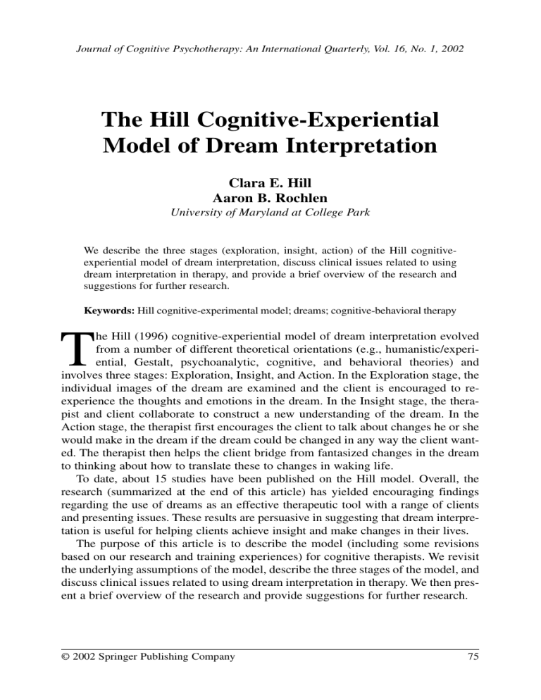 Hill Cognitive-Experiential Dream Interpretation Model