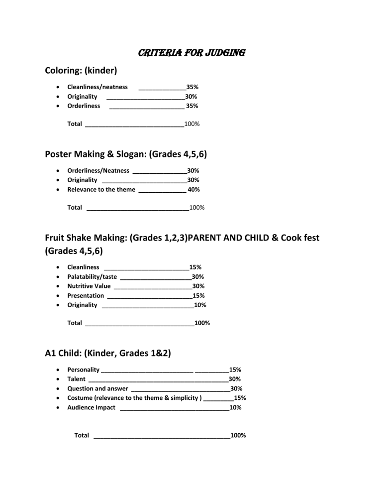 Contest Judging Criteria Coloring Poster Shake Talent Zumba Contest Judging Criteria Coloring Poster Shake Talent Zumba
