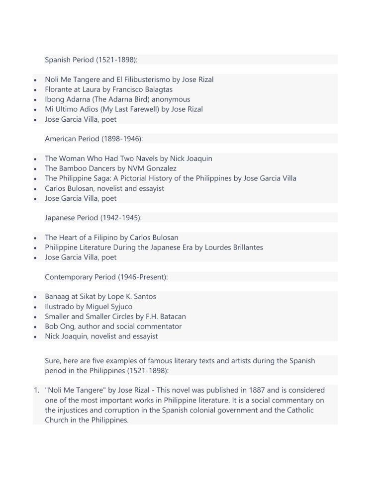 Famous literary texts Famous literary texts