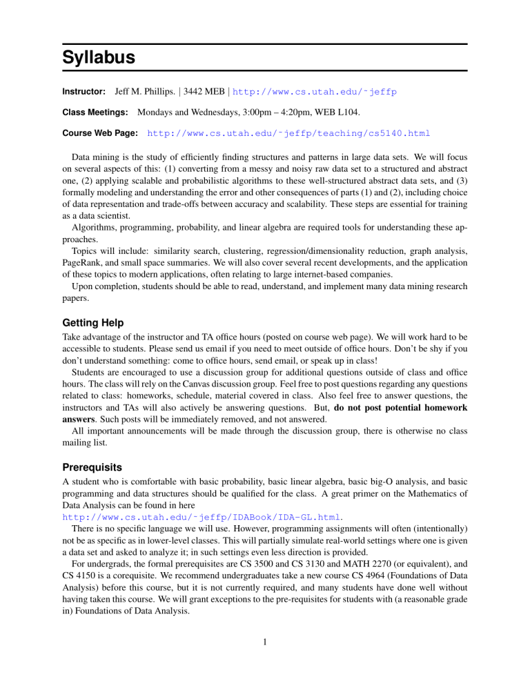 Data Mining Course Syllabus