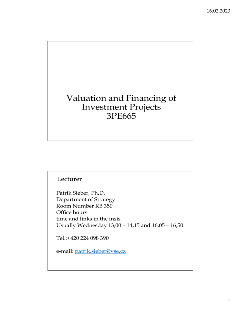 Valuation & Financing Course Syllabus
