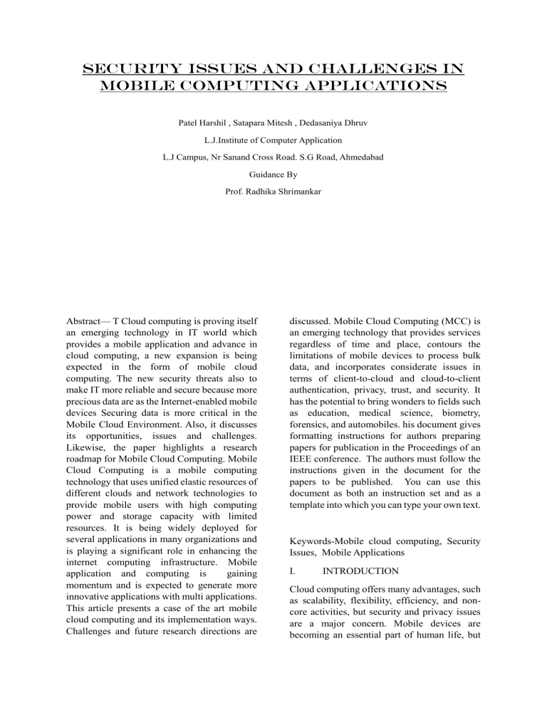 Mobile Cloud Computing Security Issues & Challenges