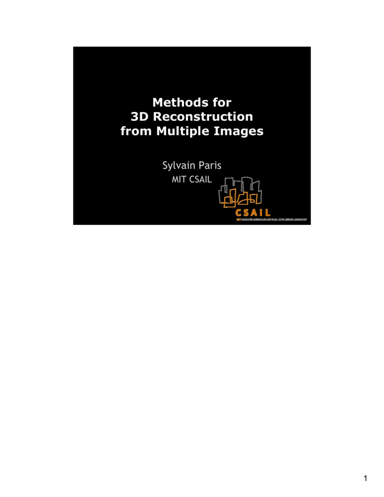 3d Reconstruction From Multiple Images Methods And Techniques