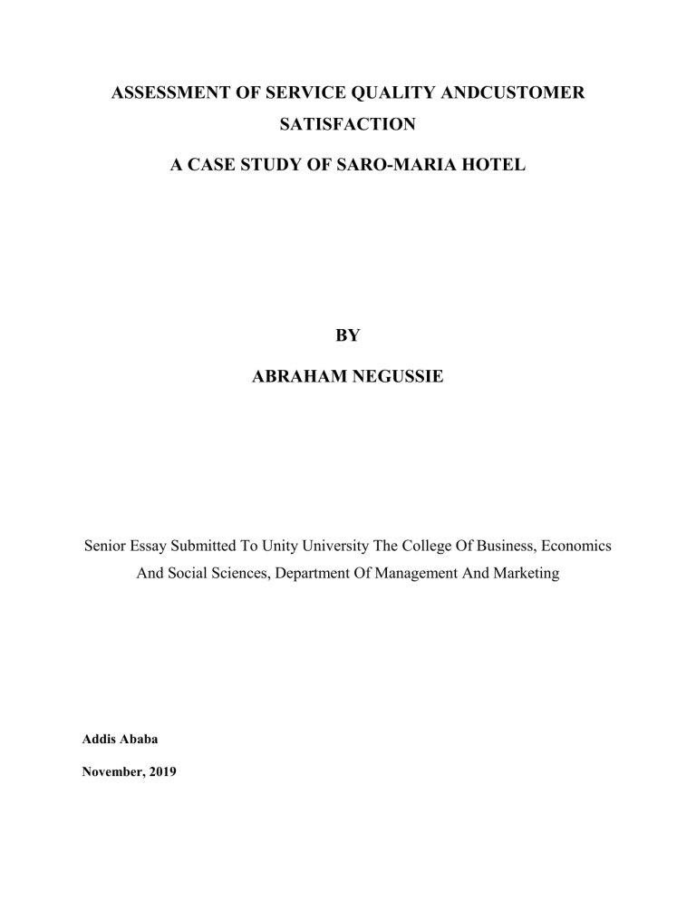 Abraham Negussie A CASE STUDY OF SARO MARIA Hotel