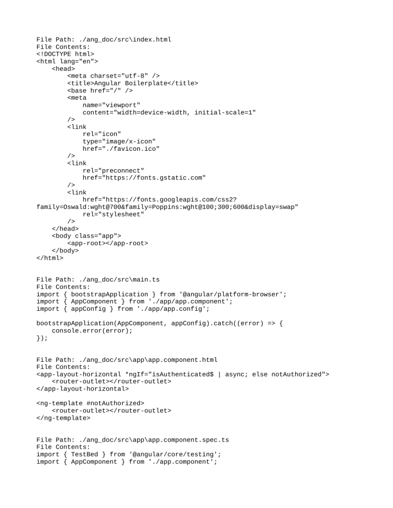 Angular Boilerplate Code Snippets