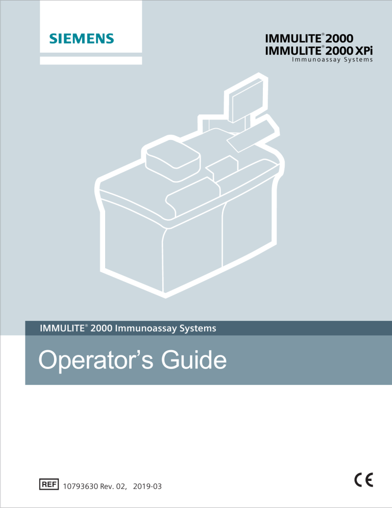 IMMULITE 2000 Immunoassay Systems Operator's Guide