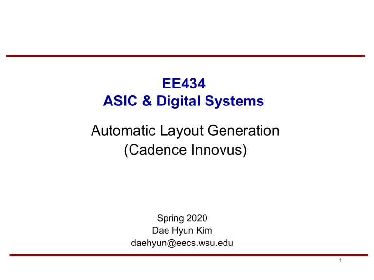 ASIC Layout Generation with Cadence Innovus