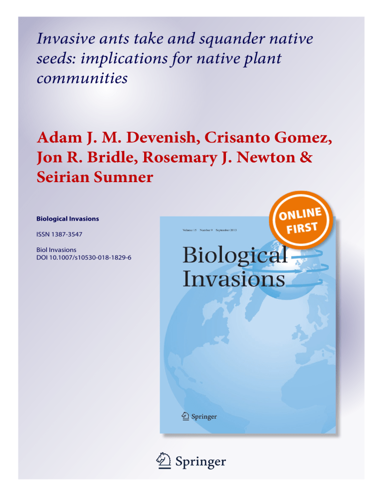Invasive Ants & Seed Dispersal: Ecological Impact