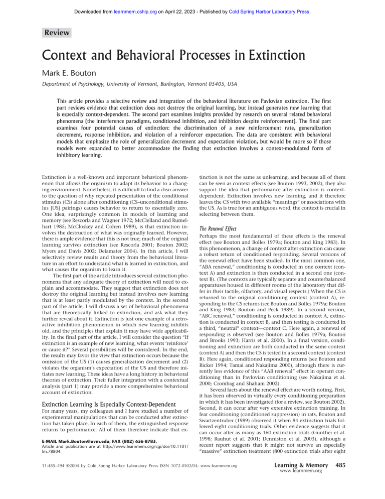 Learn. Mem.-2004-Bouton-485-94