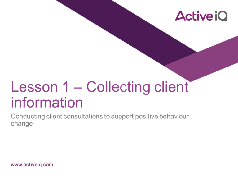 Client Information Collection for Behavior Change