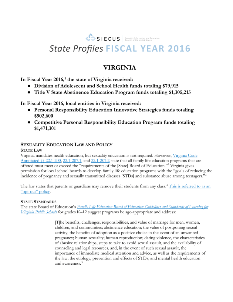 State Profiles In VIRGINIA state-profiles-in-virginia