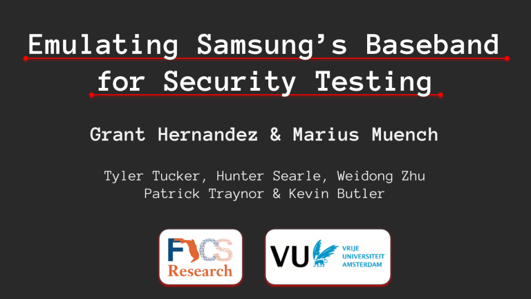 Emulating Samsung Baseband for Security Testing