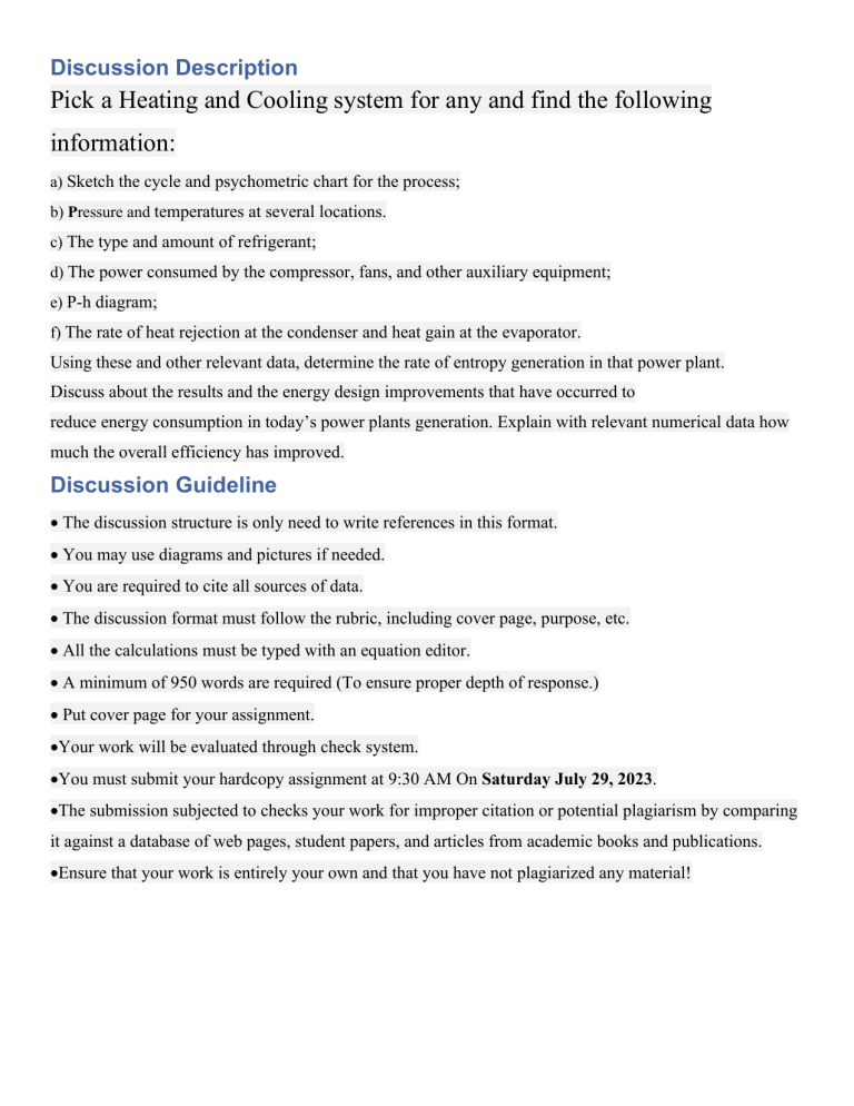 Heating & Cooling System Analysis Assignment
