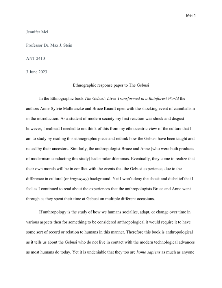 Ethnographic Paper