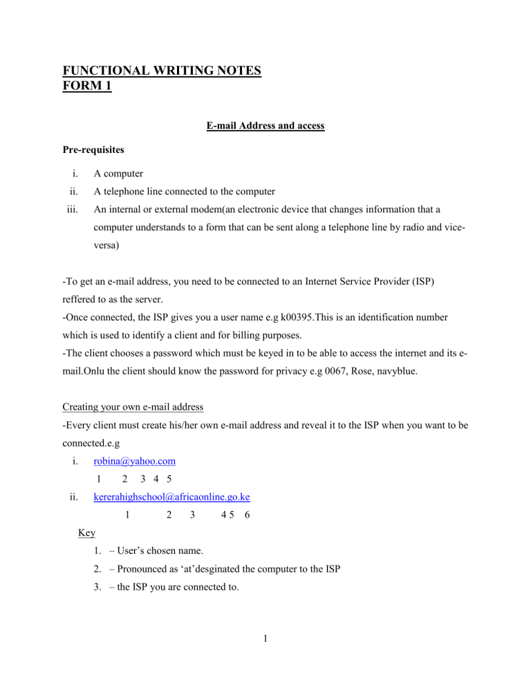 FUNCTIONAL WRITING NOTES F1 4