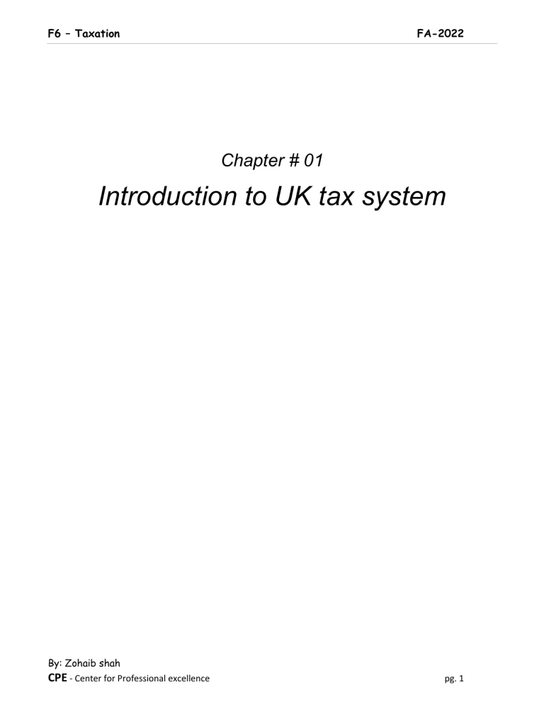 Introduction to UK Tax System Coursebook