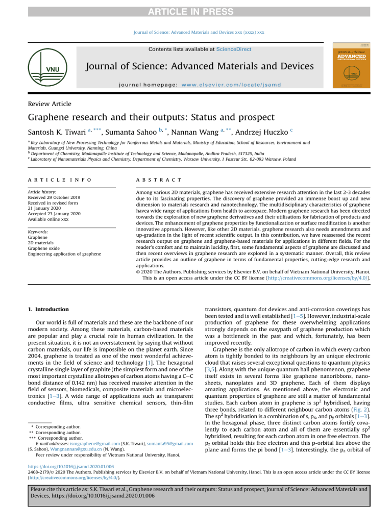 Graphene Research and their Outputs Status and Pro