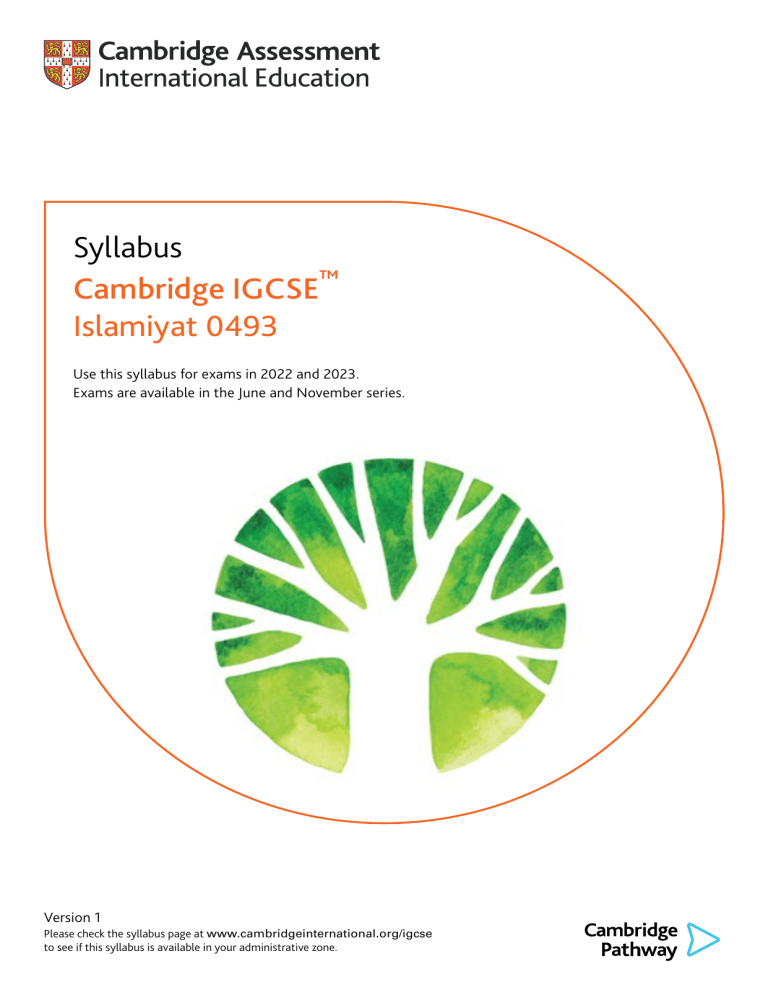 Cambridge IGCSE Islamiyat 0493 Syllabus