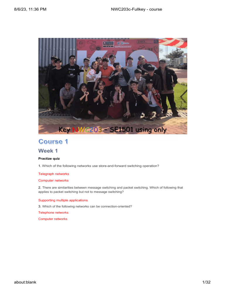 NWC203c Course Key: Networking Fundamentals