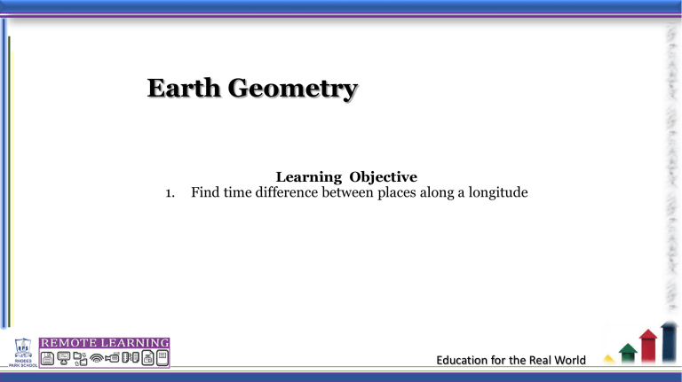 Earth Geometry: Time Difference Worksheet