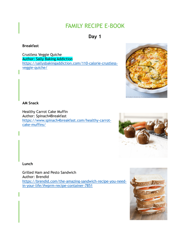 Family Recipe E-Book