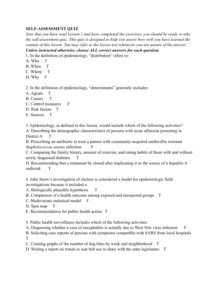 Epidemiology Quiz: Self-Assessment & Practice