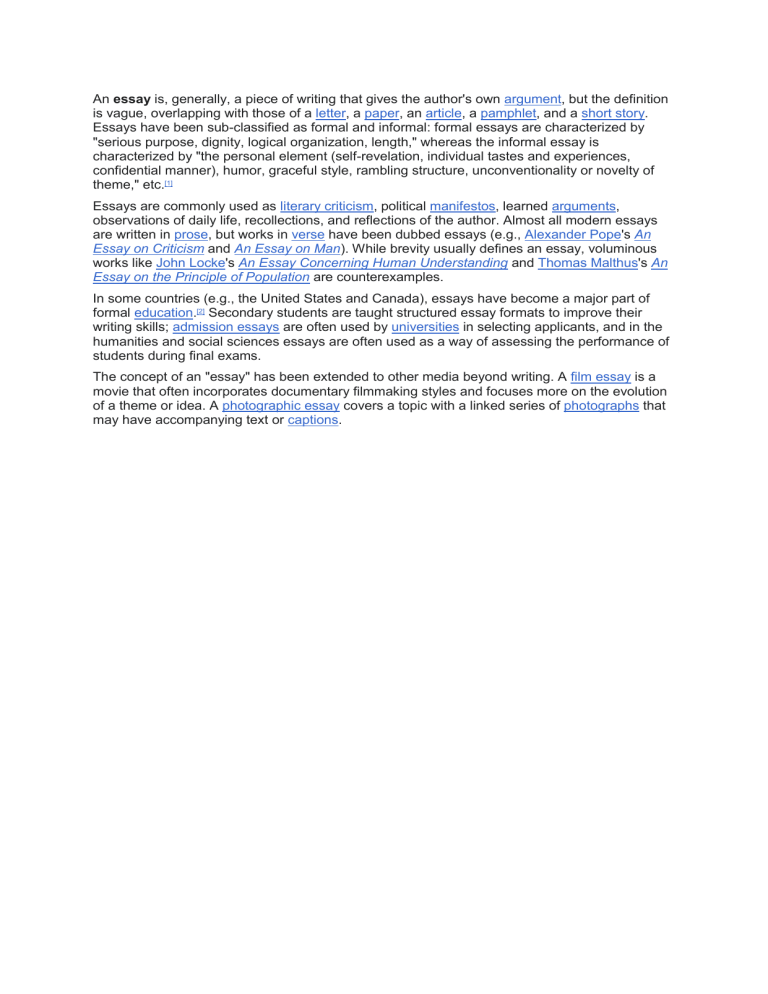 Essay Definition, Types & Educational Use