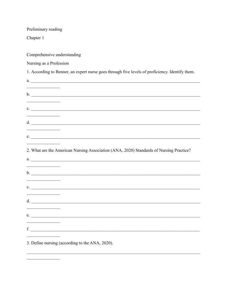 Nursing Profession Worksheet
