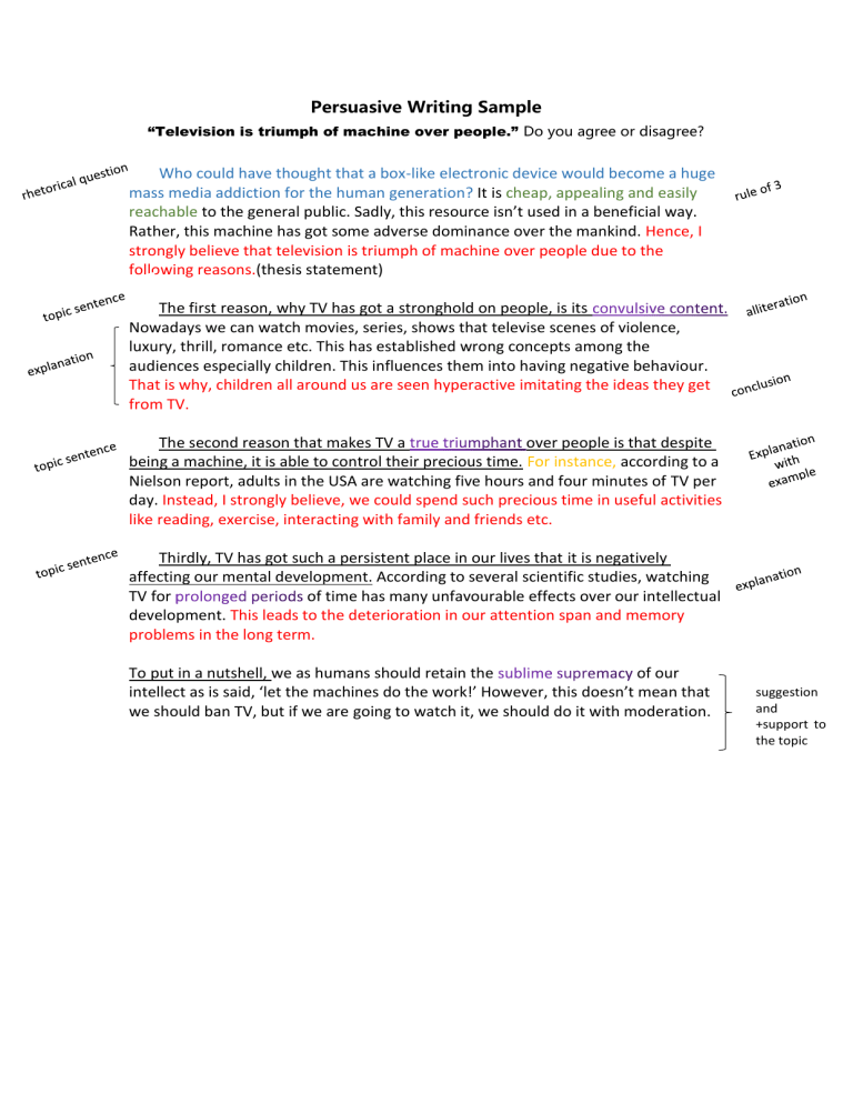 Opinion Writing Sample