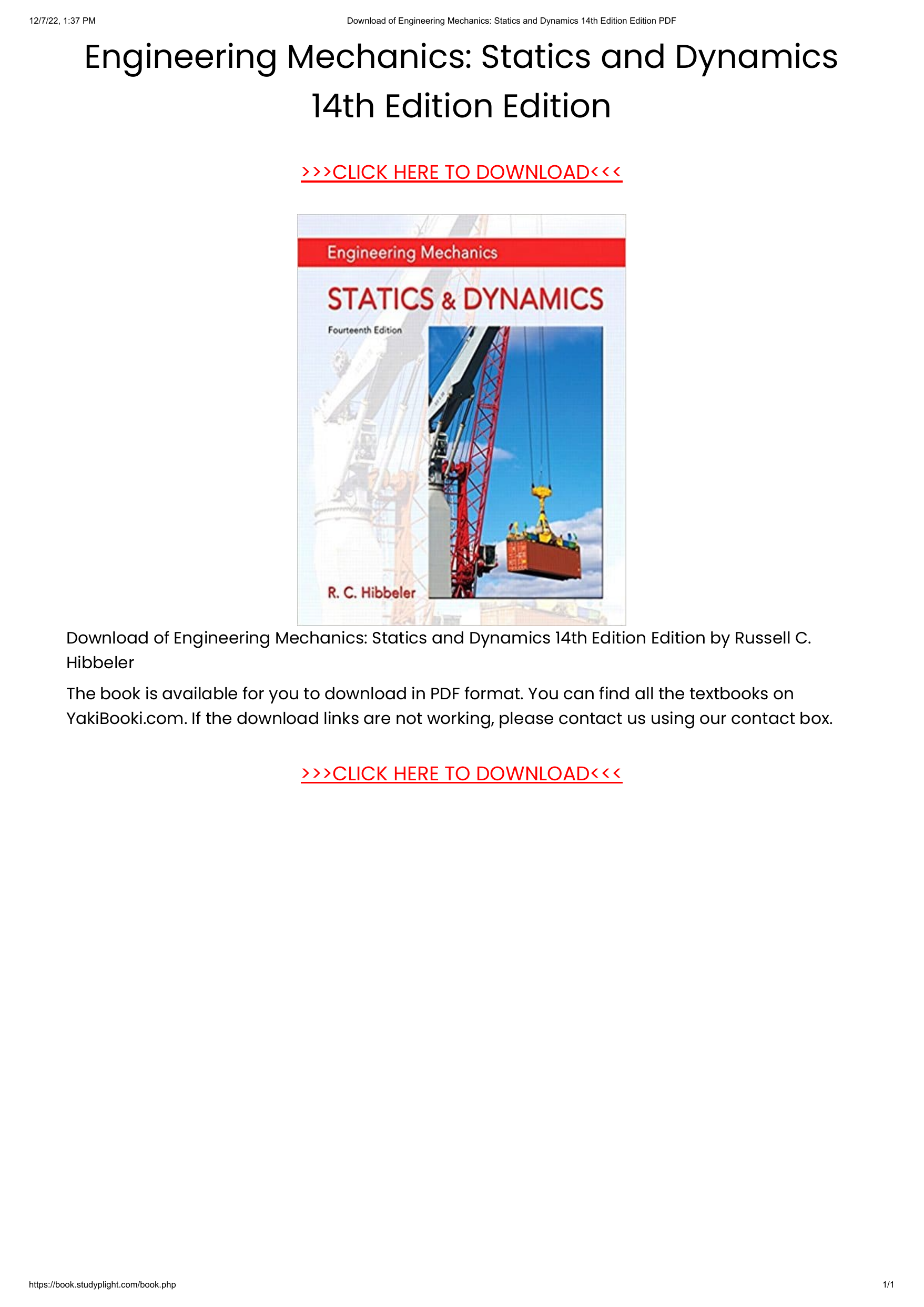 Hibbeler, The Engineering Mechanics: Statics Dynamics Seri:, 41% OFF