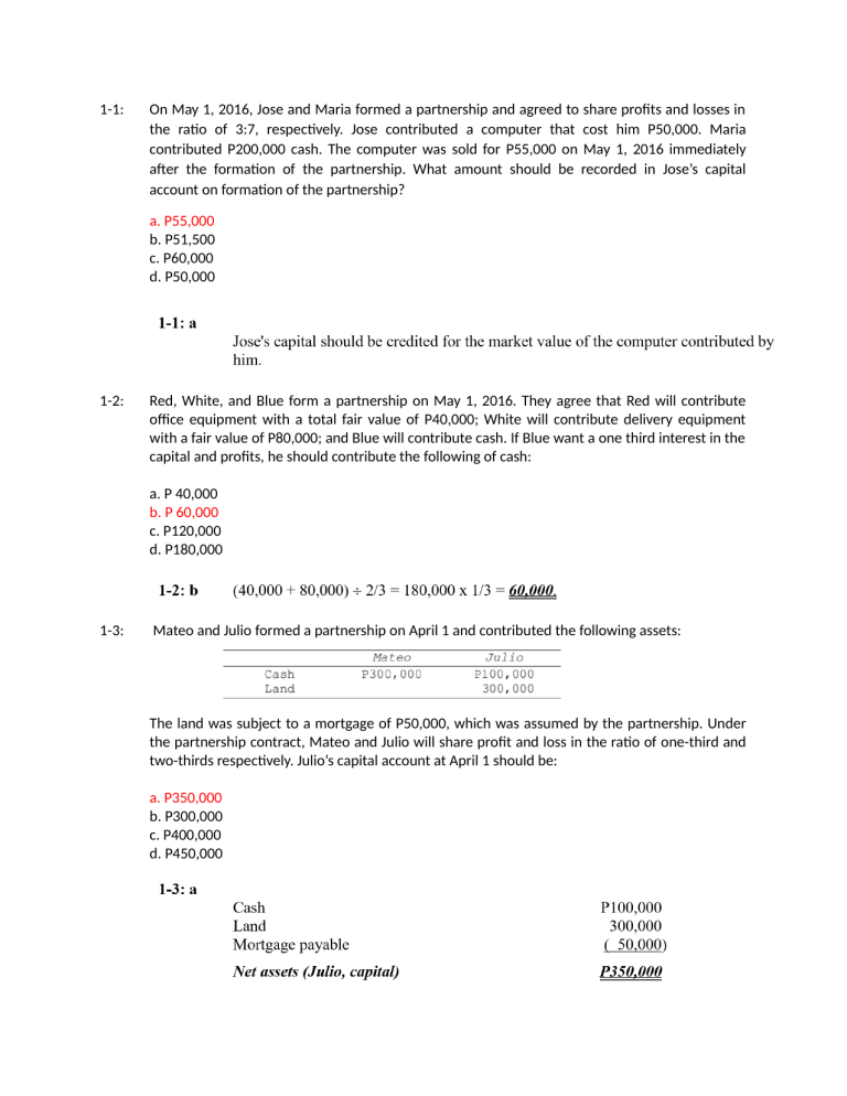 Partnership Accounting Practice Problems