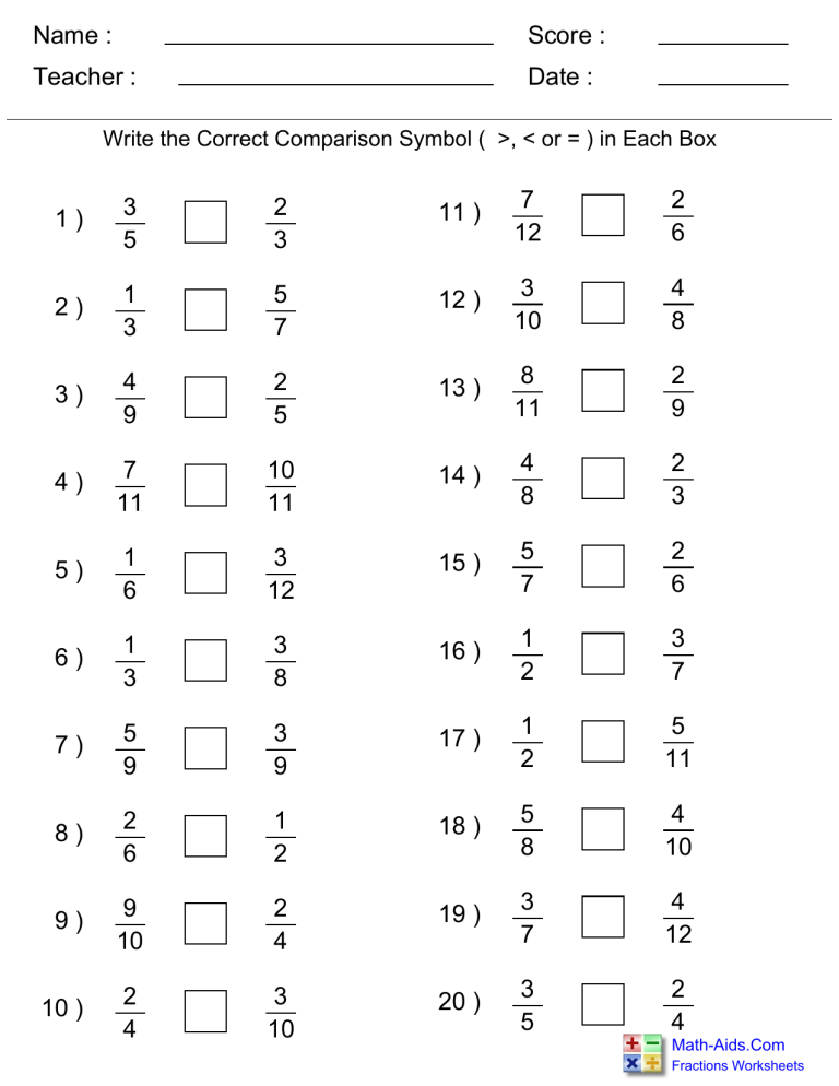 Comparing Fractions