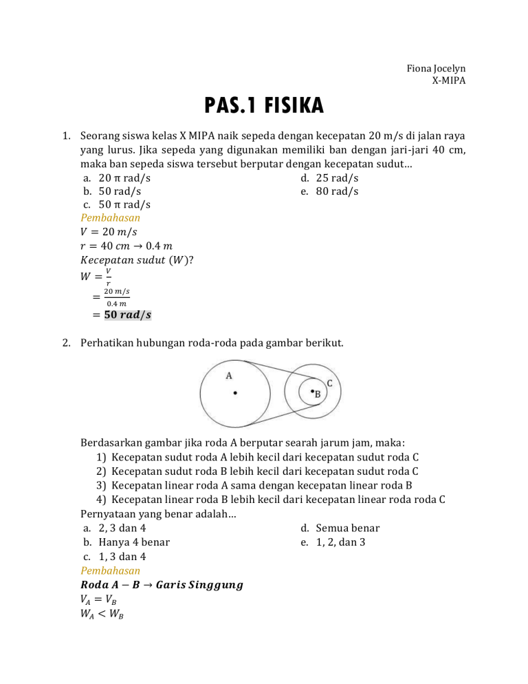 Soal Fisika Kelas X MIPA: Gerak Melingkar & Parabola