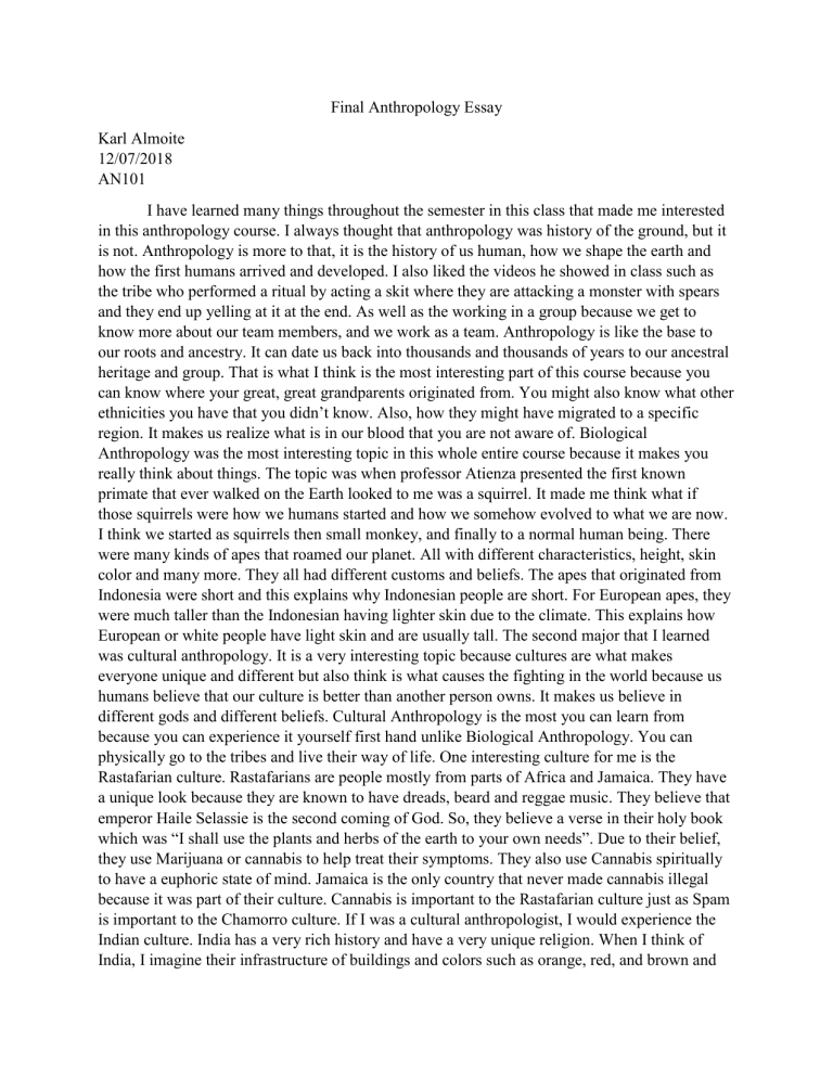 Anthropology Essay: Human Evolution & Cultural Diversity