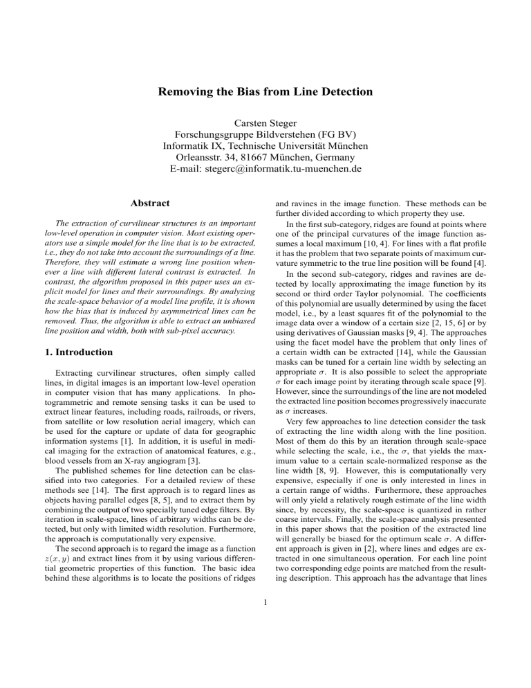 Bias Removal in Line Detection Algorithm