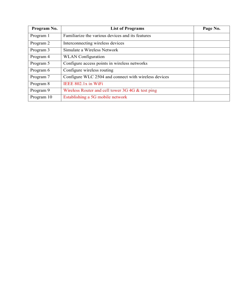 Program List