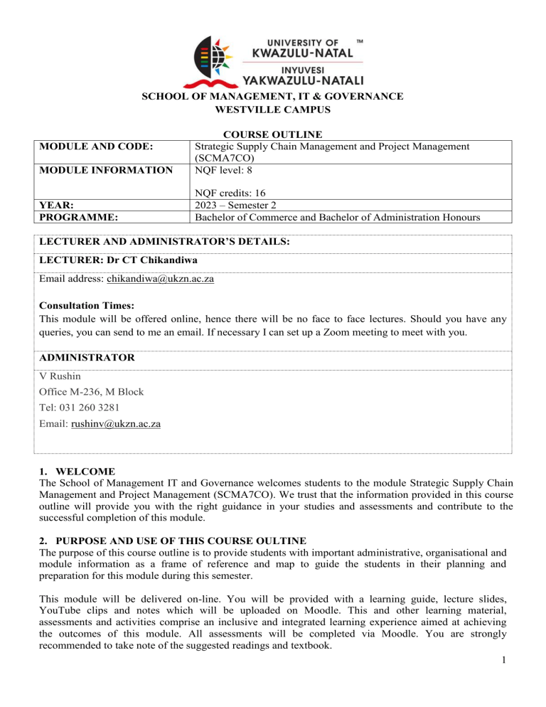 Strategic Supply Chain Management Course Outline