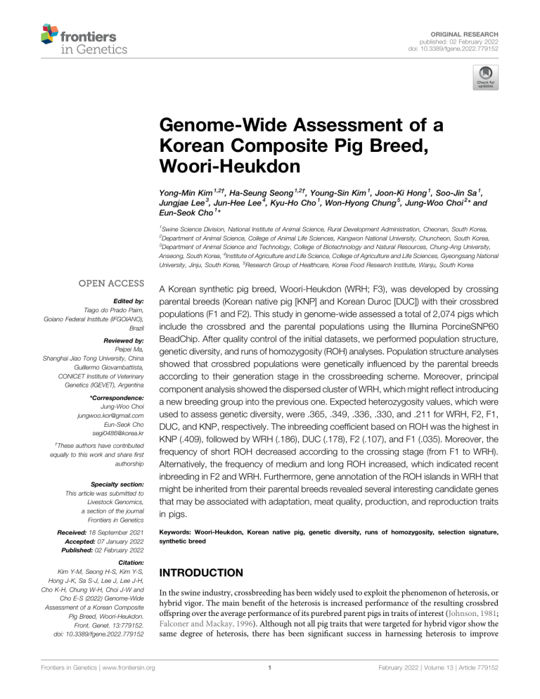 Genome-Wide Assessment of Korean Composite Pig Breed