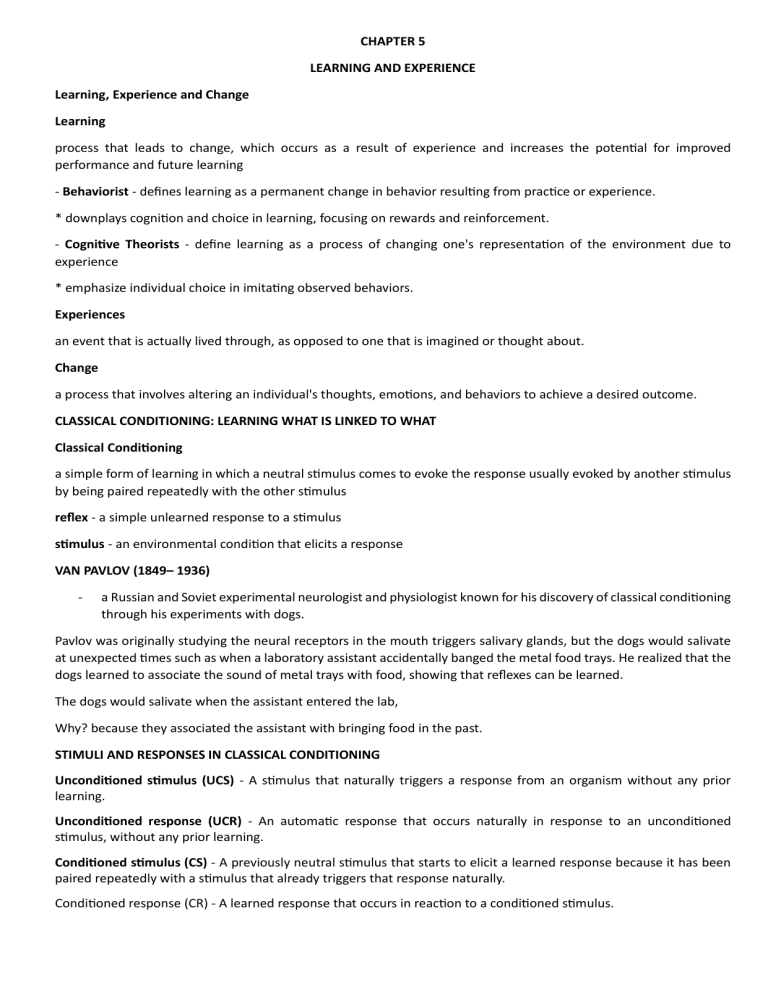 Classical & Operant Conditioning: Learning & Experience