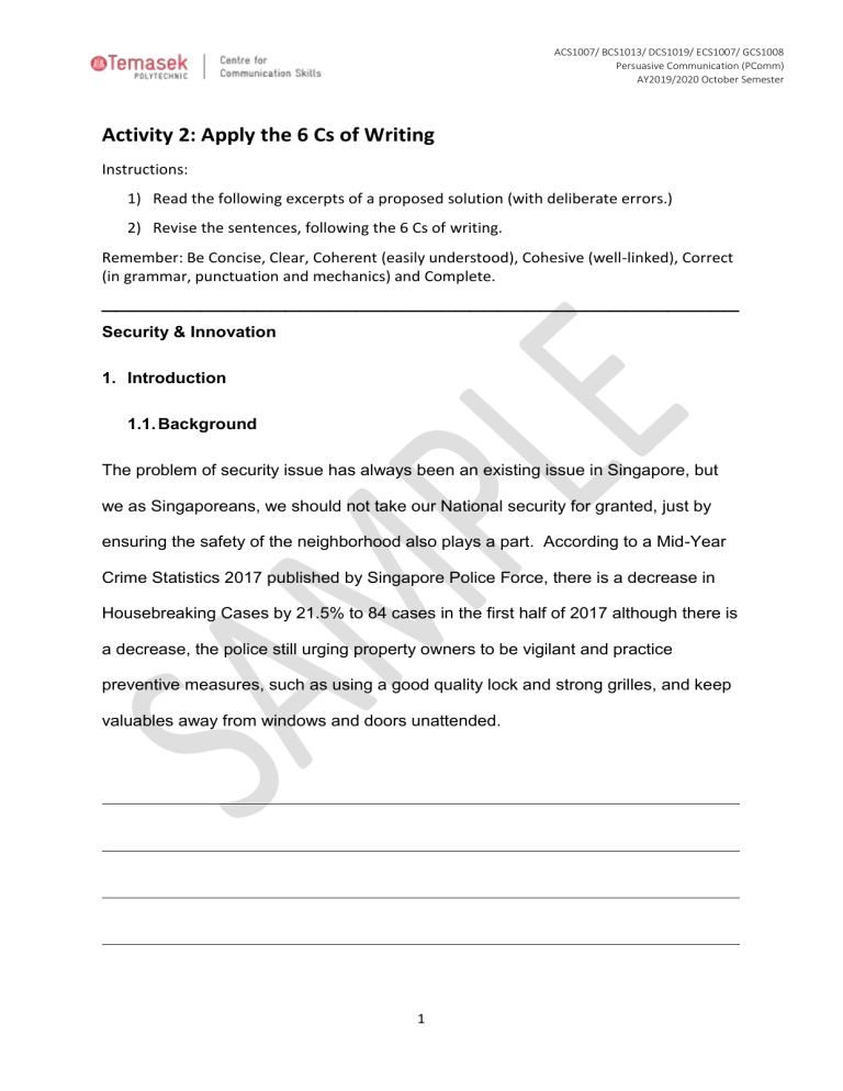 Persuasive Communication: Applying the 6 Cs of Writing