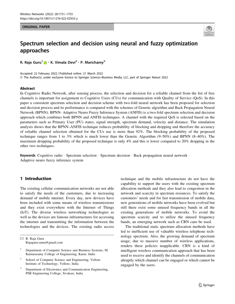 Spectrum Selection in Cognitive Radio Networks