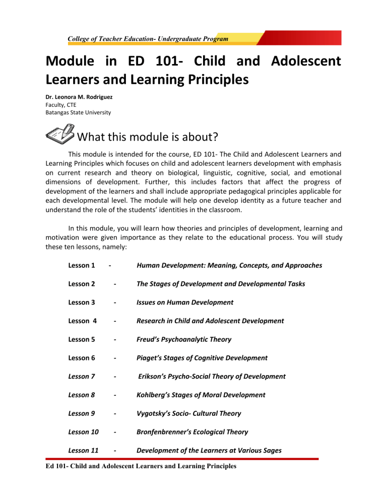 Child & Adolescent Development Module