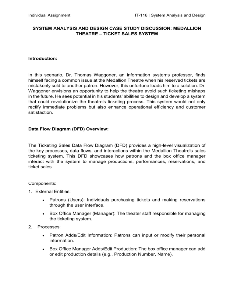 SYSTEM ANALYSIS AND DESIGN CASE STUDY DISCUSSION SYSTEM ANALYSIS AND DESIGN CASE STUDY DISCUSSION