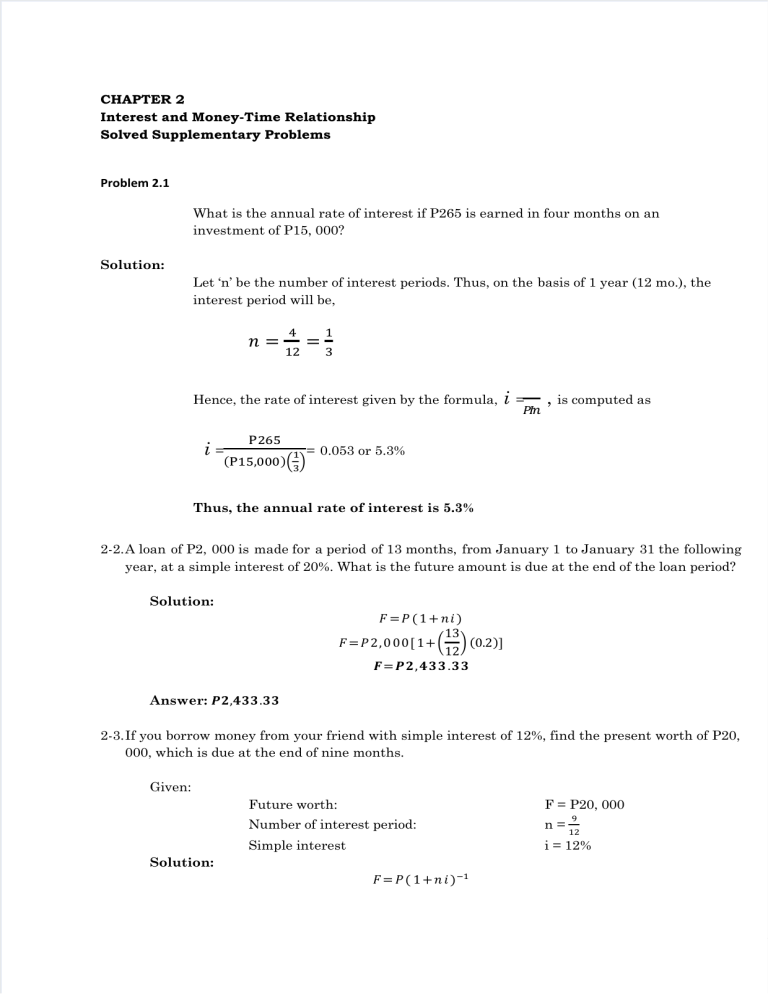 Engineering Economy: Interest & Time - Solved Problems
