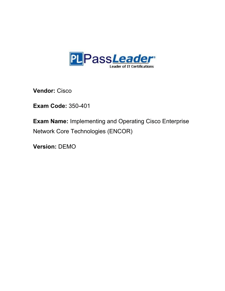 Cisco 350-401 ENCOR Exam Prep: Questions & Answers