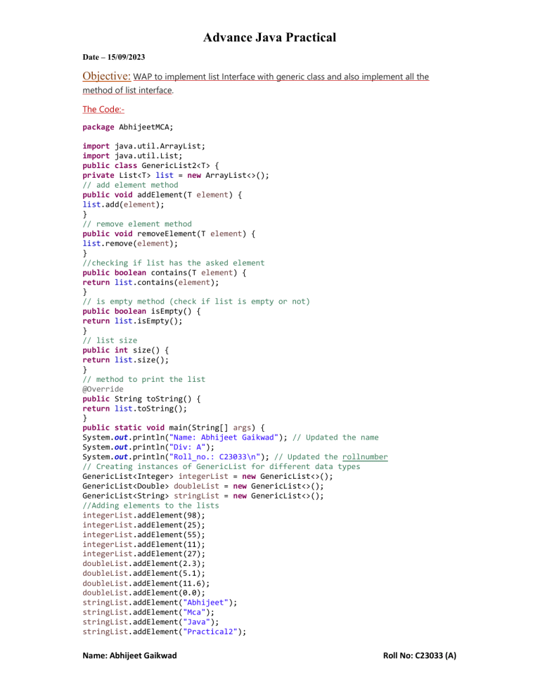 List Interface