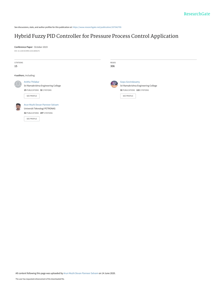 Hybrid Fuzzy PID Controller for Pressure Process Control
