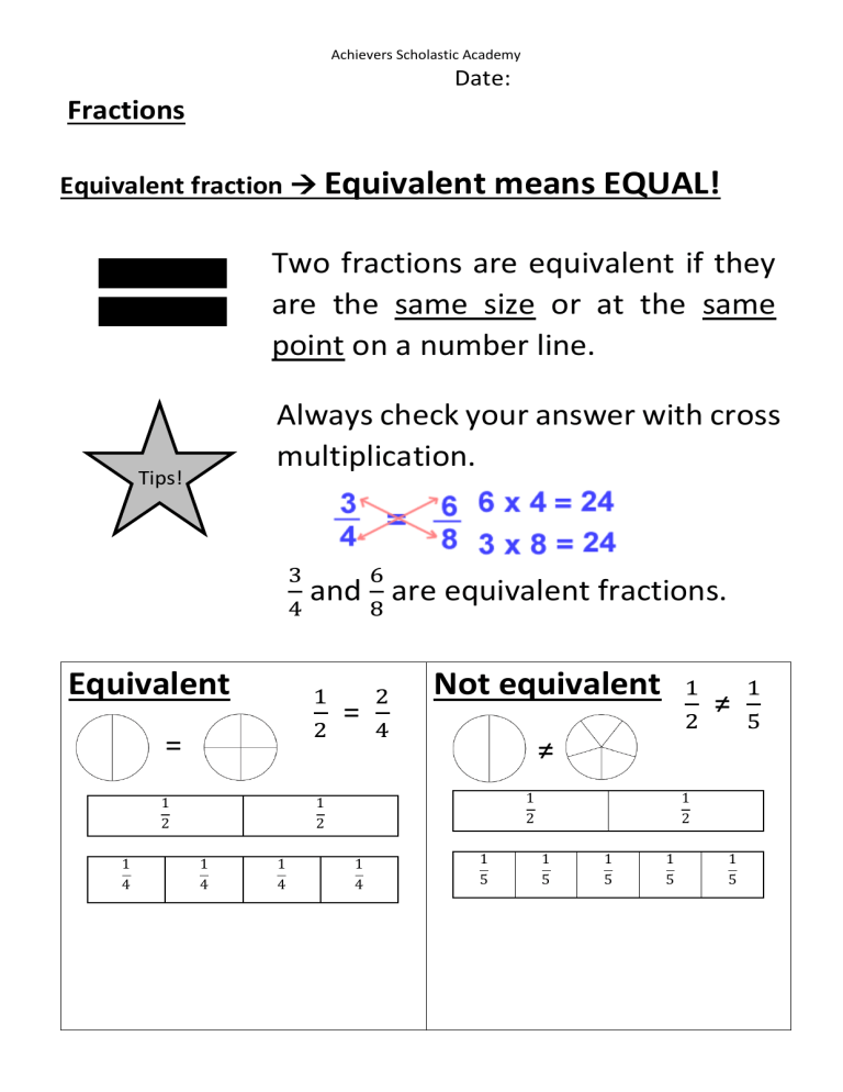 3 Equivalent Fractions Notes