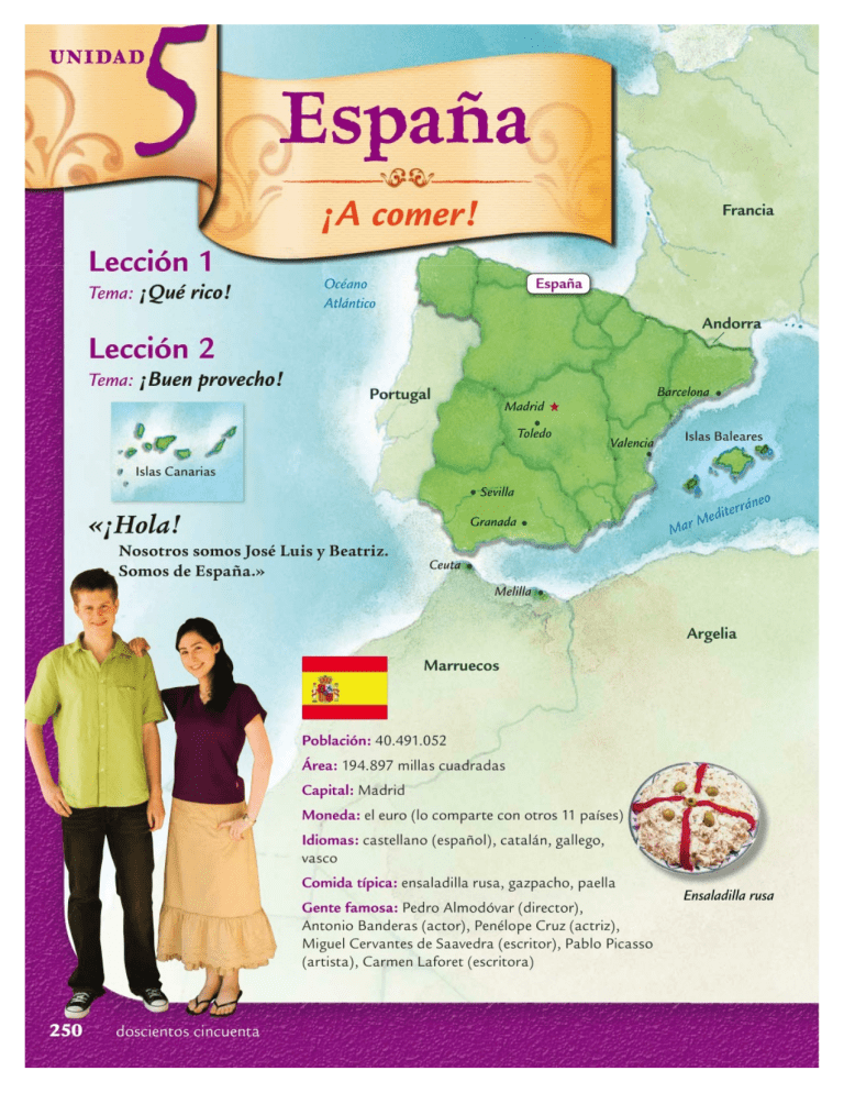 Spain Spanish Language Textbook Page Spain Spanish Language Textbook Page