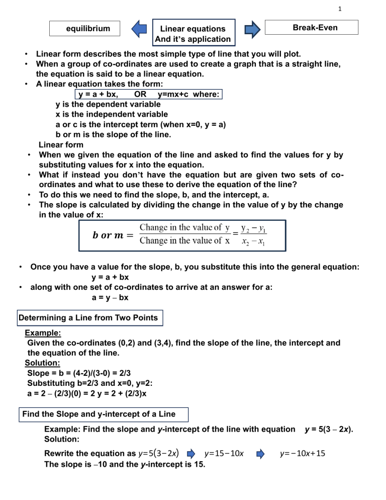 Chapter 2 Linear Equations New